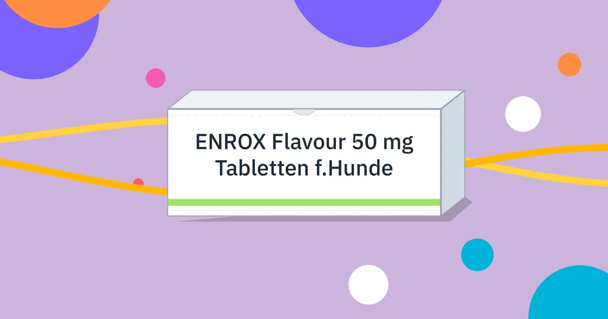 Symbolbild: Packung mit der Aufschrift ENROX Flavour 50 mg Tabletten f.Hunde (PZN 05481694) – Verfügbarkeit und Bezug in Apotheken in Frankfurt am Main