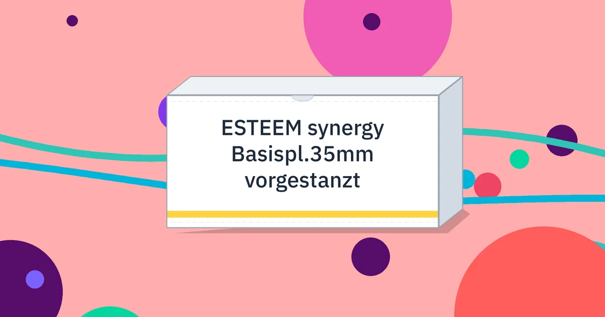 Symbolbild: Packung mit der Aufschrift ESTEEM synergy Basispl.35mm vorgestanzt (PZN 02197662) – Verfügbarkeit und Bezug in Apotheken in Frankfurt am Main