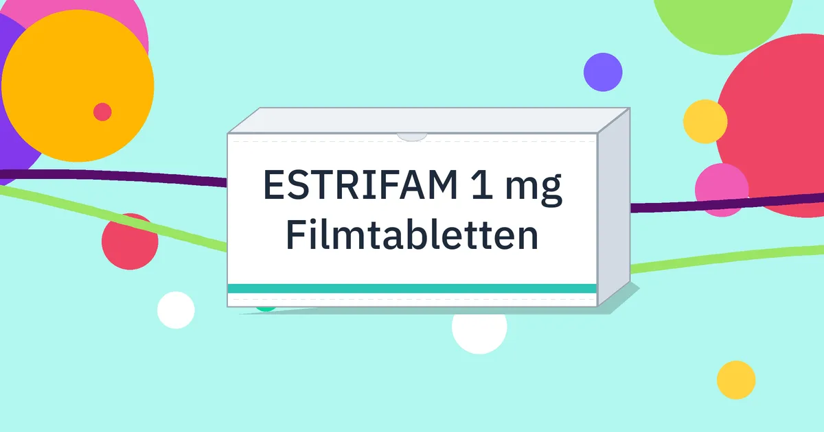 Symbolbild: Packung mit der Aufschrift ESTRIFAM 1 mg Filmtabletten (PZN 08622586) – Verfügbarkeit und Bezug in Apotheken in Frankfurt am Main