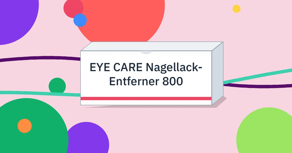 Symbolbild: Packung mit der Aufschrift EYE CARE Nagellack-Entferner 800 (PZN 02168235) – Verfügbarkeit und Bezug in Apotheken in Frankfurt am Main