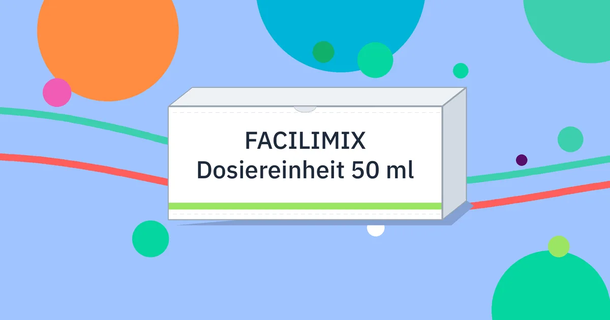 Symbolbild: Packung mit der Aufschrift FACILIMIX Dosiereinheit 50 ml (PZN 16795467) – Verfügbarkeit und Bezug in Apotheken in Frankfurt am Main
