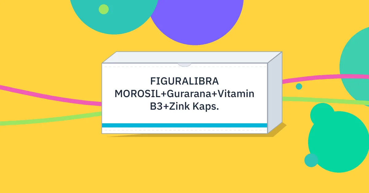Symbolbild: Packung mit der Aufschrift FIGURALIBRA MOROSIL+Gurarana+Vitamin B3+Zink Kaps. (PZN 18257254) – Verfügbarkeit und Bezug in Apotheken in Frankfurt am Main