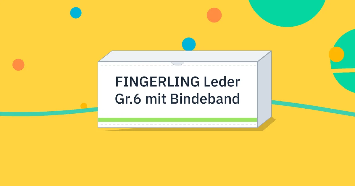 Symbolbild: Packung mit der Aufschrift FINGERLING Leder Gr.6 mit Bindeband (PZN 05466967) – Verfügbarkeit und Bezug in Apotheken in Frankfurt am Main