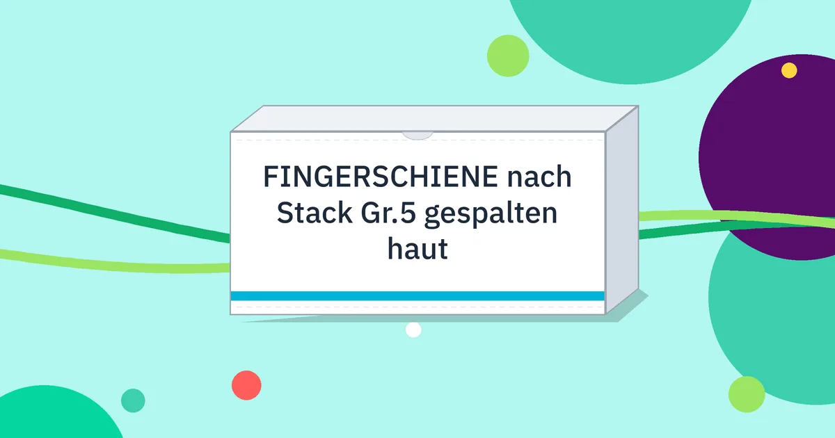 Symbolbild: Packung mit der Aufschrift FINGERSCHIENE nach Stack Gr.5 gespalten haut (PZN 07017162) – Verfügbarkeit und Bezug in Apotheken in Frankfurt am Main