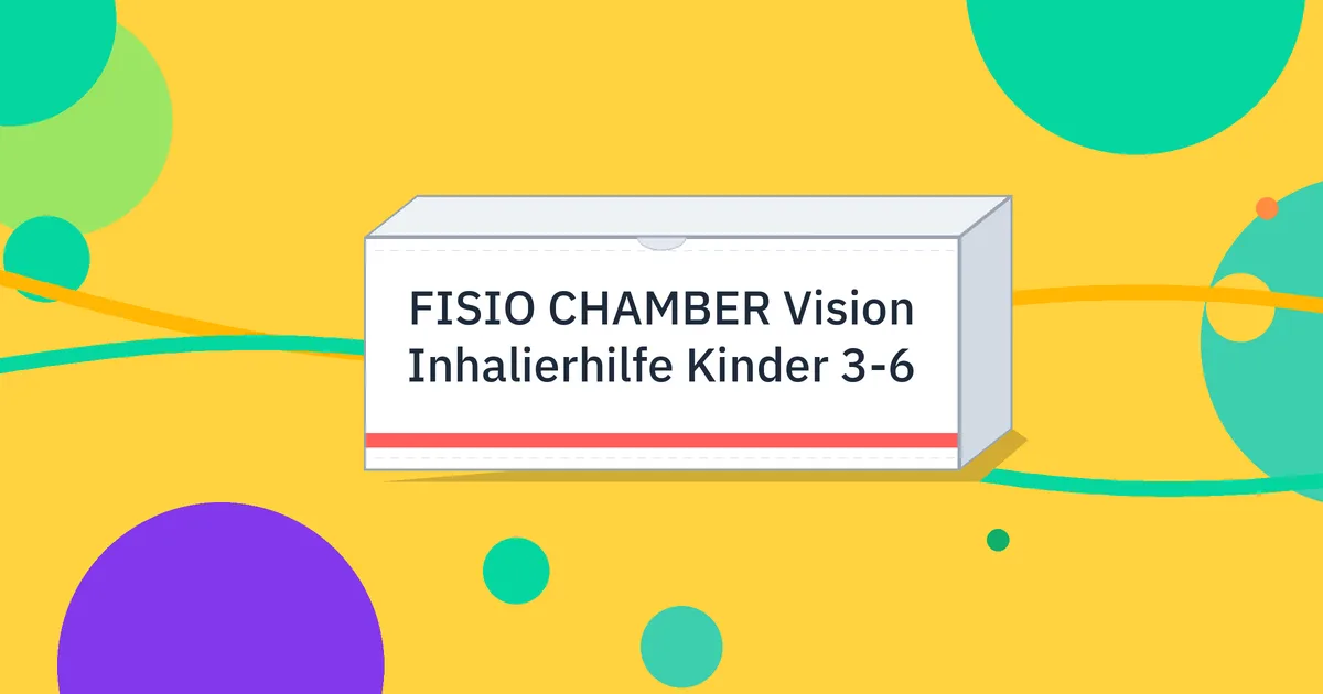 Symbolbild: Packung mit der Aufschrift FISIO CHAMBER Vision Inhalierhilfe Kinder 3-6 (PZN 12869217) – Verfügbarkeit und Bezug in Apotheken in Frankfurt am Main