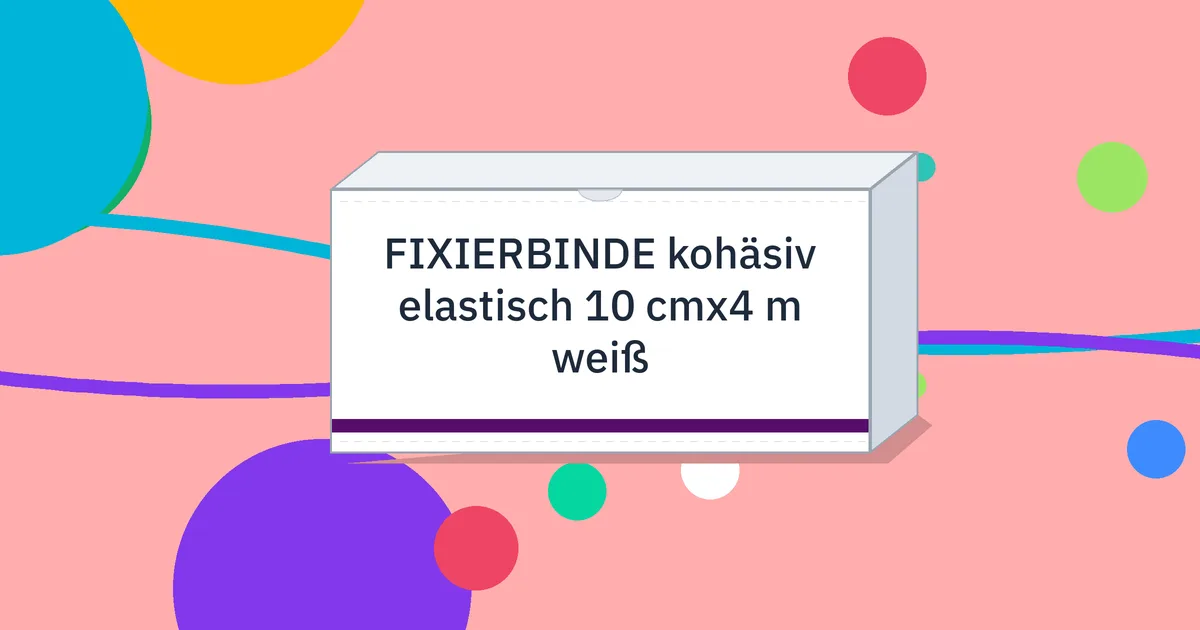 Symbolbild: Packung mit der Aufschrift FIXIERBINDE kohäsiv elastisch 10 cmx4 m weiß (PZN 10351798) – Verfügbarkeit und Bezug in Apotheken in Frankfurt am Main