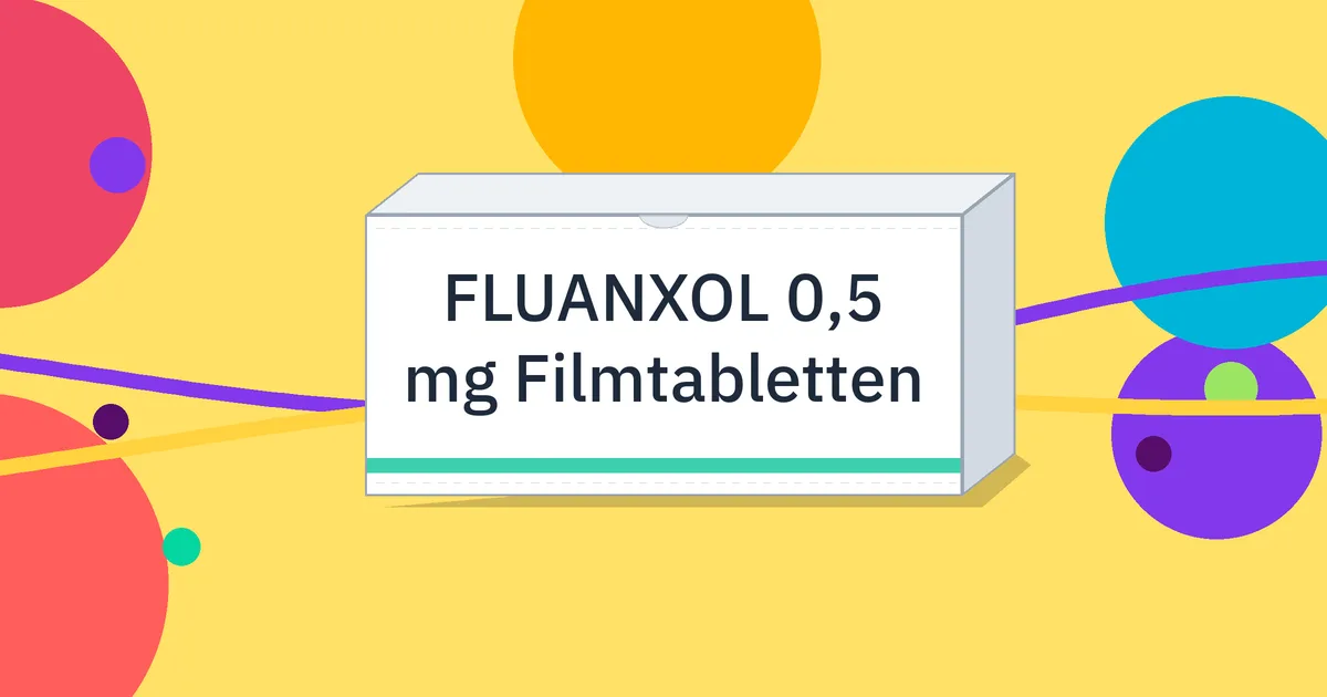 Symbolbild: Packung mit der Aufschrift FLUANXOL 0,5 mg Filmtabletten (PZN 19168400) – Verfügbarkeit und Bezug in Apotheken in Frankfurt am Main