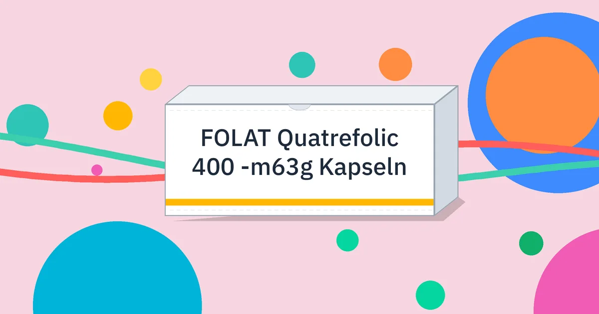 Symbolbild: Packung mit der Aufschrift FOLAT Quatrefolic 400 -m63g Kapseln (PZN 17895662) – Verfügbarkeit und Bezug in Apotheken in Frankfurt am Main