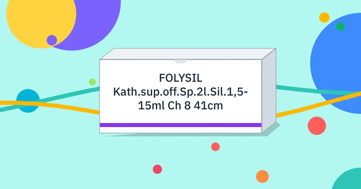 Symbolbild: Packung mit der Aufschrift FOLYSIL Kath.sup.off.Sp.2l.Sil.1,5-15ml Ch 8 41cm (PZN 00152081) – Verfügbarkeit und Bezug in Apotheken in Frankfurt am Main