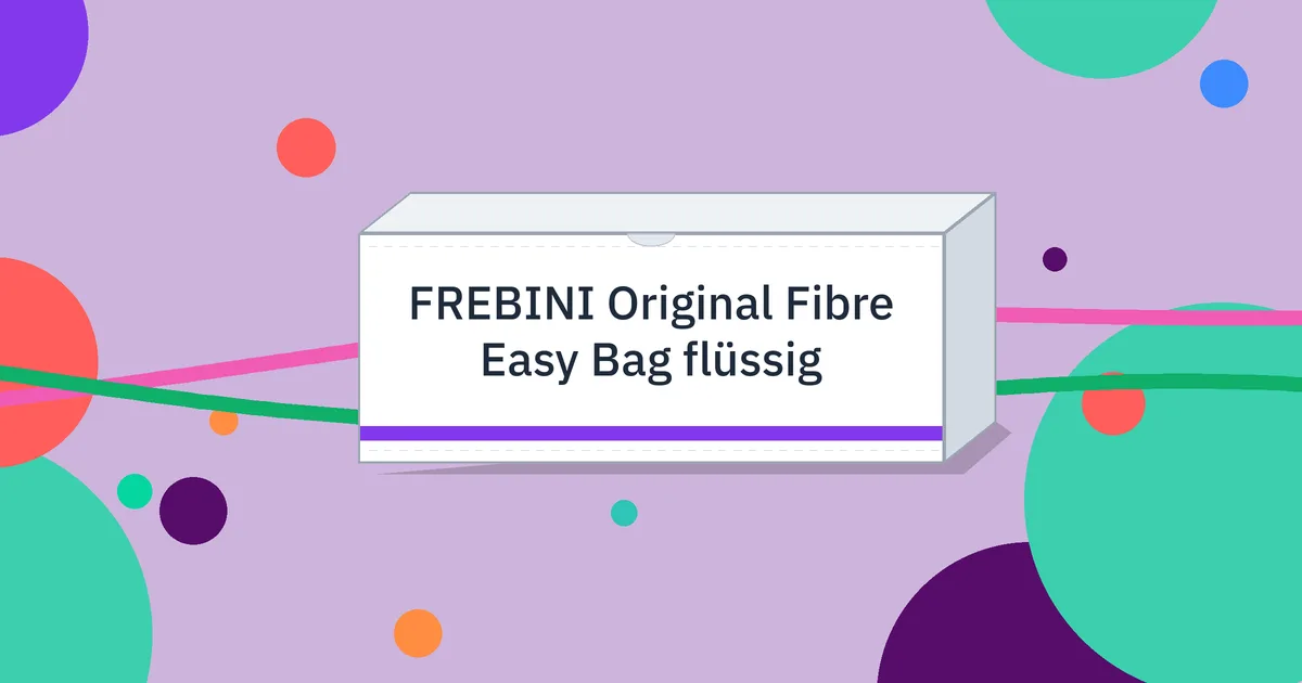 Symbolbild: Packung mit der Aufschrift FREBINI Original Fibre Easy Bag flüssig (PZN 01554456) – Verfügbarkeit und Bezug in Apotheken in Frankfurt am Main