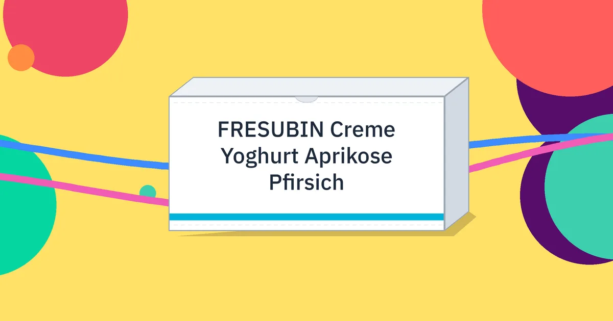 Symbolbild: Packung mit der Aufschrift FRESUBIN Creme Yoghurt Aprikose Pfirsich (PZN 11609342) – Verfügbarkeit und Bezug in Apotheken in Frankfurt am Main
