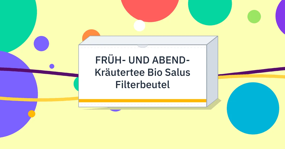 Symbolbild: Packung mit der Aufschrift FRÜH- UND ABEND-Kräutertee Bio Salus Filterbeutel (PZN 00249857) – Verfügbarkeit und Bezug in Apotheken in Frankfurt am Main
