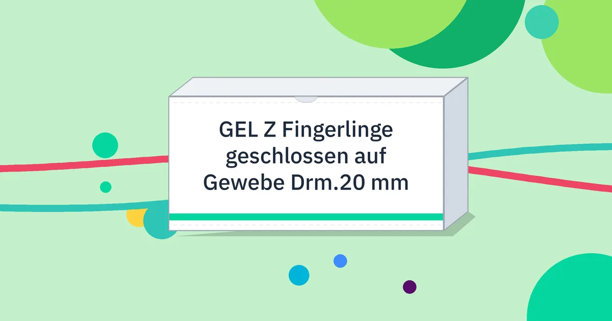 Symbolbild: Packung mit der Aufschrift GEL Z Fingerlinge geschlossen auf Gewebe Drm.20 mm (PZN 11078896) – Verfügbarkeit und Bezug in Apotheken in Frankfurt am Main