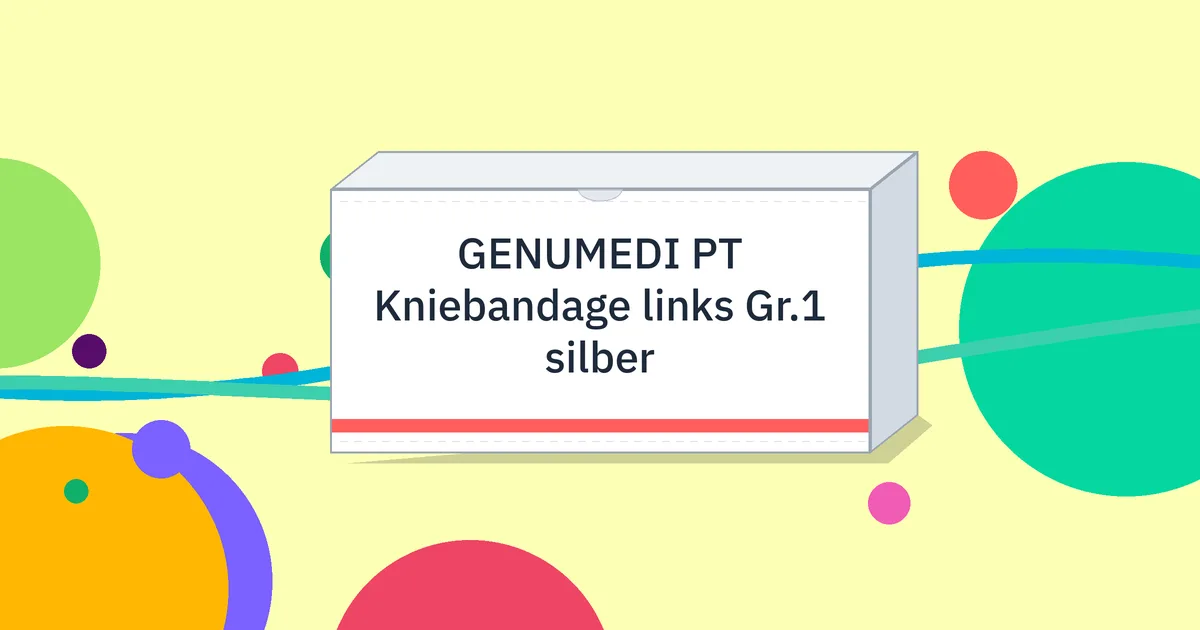 Symbolbild: Packung mit der Aufschrift GENUMEDI PT Kniebandage links Gr.1 silber (PZN 15313880) – Verfügbarkeit und Bezug in Apotheken in Frankfurt am Main