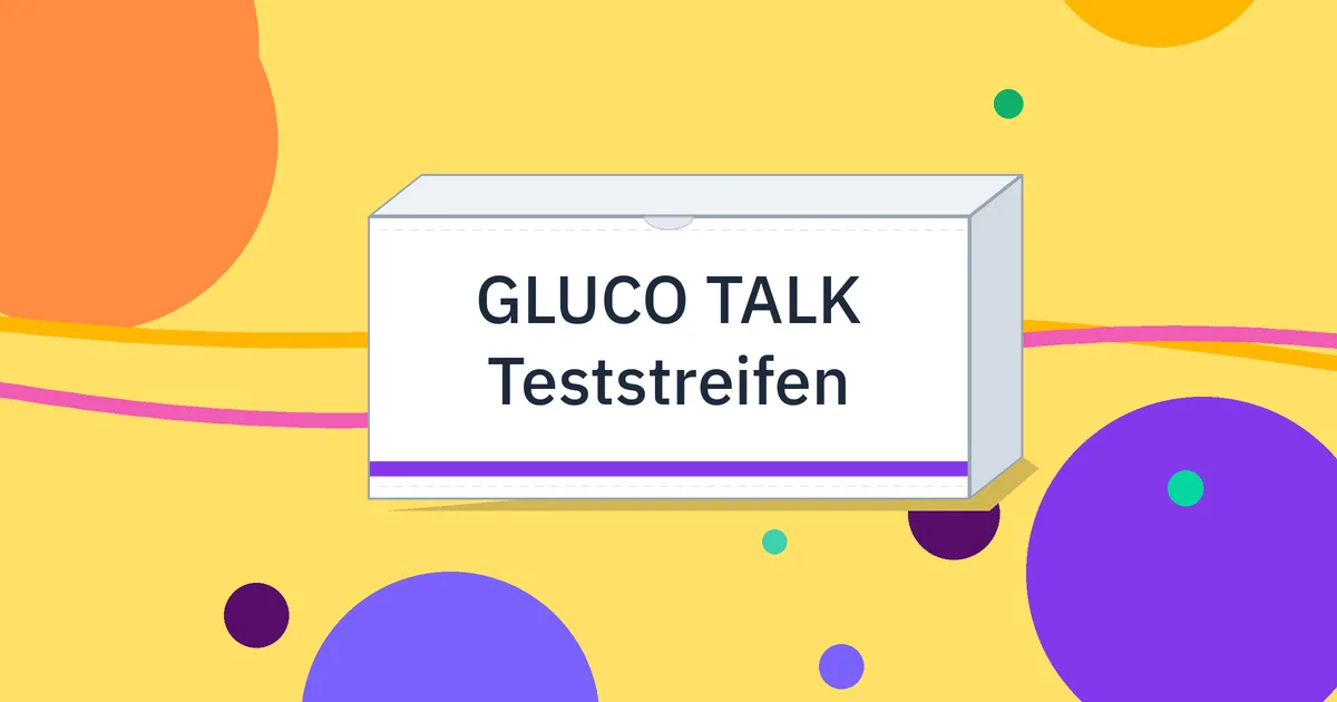 Symbolbild: Packung mit der Aufschrift GLUCO TALK Teststreifen (PZN 06144125) – Verfügbarkeit und Bezug in Apotheken in Frankfurt am Main