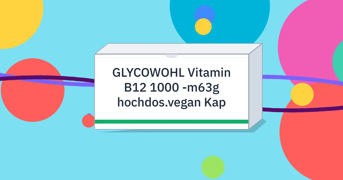 Symbolbild: Packung mit der Aufschrift GLYCOWOHL Vitamin B12 1000 -m63g hochdos.vegan Kap (PZN 20594881) – Verfügbarkeit und Bezug in Apotheken in Frankfurt am Main