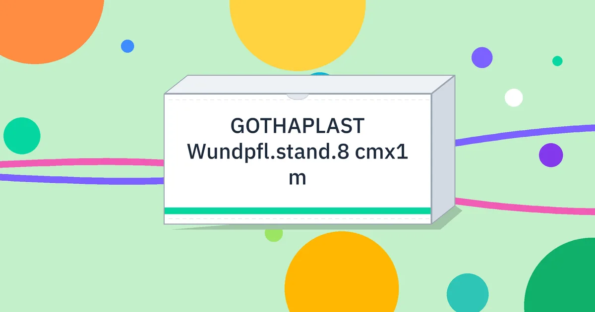 Symbolbild: Packung mit der Aufschrift GOTHAPLAST Wundpfl.stand.8 cmx1 m (PZN 04951318) – Verfügbarkeit und Bezug in Apotheken in Frankfurt am Main