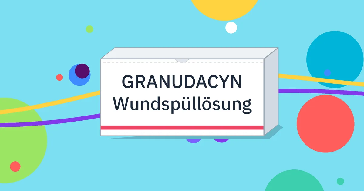 Symbolbild: Packung mit der Aufschrift GRANUDACYN Wundspüllösung (PZN 11865163) – Verfügbarkeit und Bezug in Apotheken in Frankfurt am Main