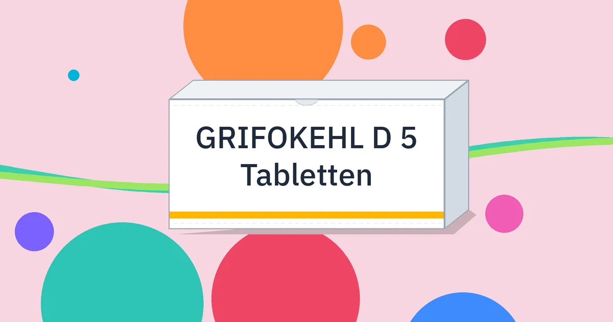 Symbolbild: Packung mit der Aufschrift GRIFOKEHL D 5 Tabletten (PZN 18778444) – Verfügbarkeit und Bezug in Apotheken in Frankfurt am Main