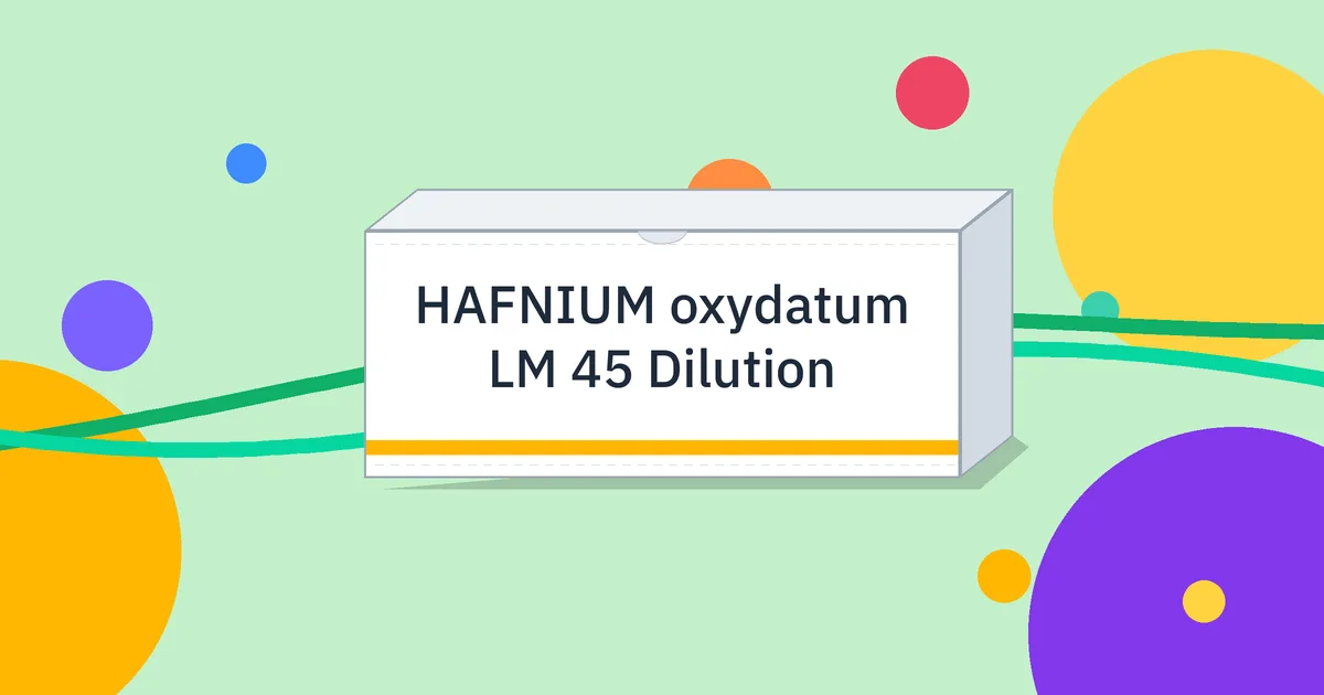 Symbolbild: Packung mit der Aufschrift HAFNIUM oxydatum LM 45 Dilution (PZN 13550009) – Verfügbarkeit und Bezug in Apotheken in Frankfurt am Main