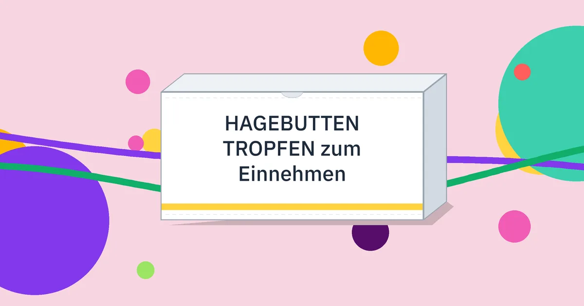 Symbolbild: Packung mit der Aufschrift HAGEBUTTEN TROPFEN zum Einnehmen (PZN 11366448) – Verfügbarkeit und Bezug in Apotheken in Frankfurt am Main