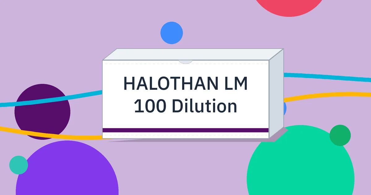 Symbolbild: Packung mit der Aufschrift HALOTHAN LM 100 Dilution (PZN 12884257) – Verfügbarkeit und Bezug in Apotheken in Frankfurt am Main