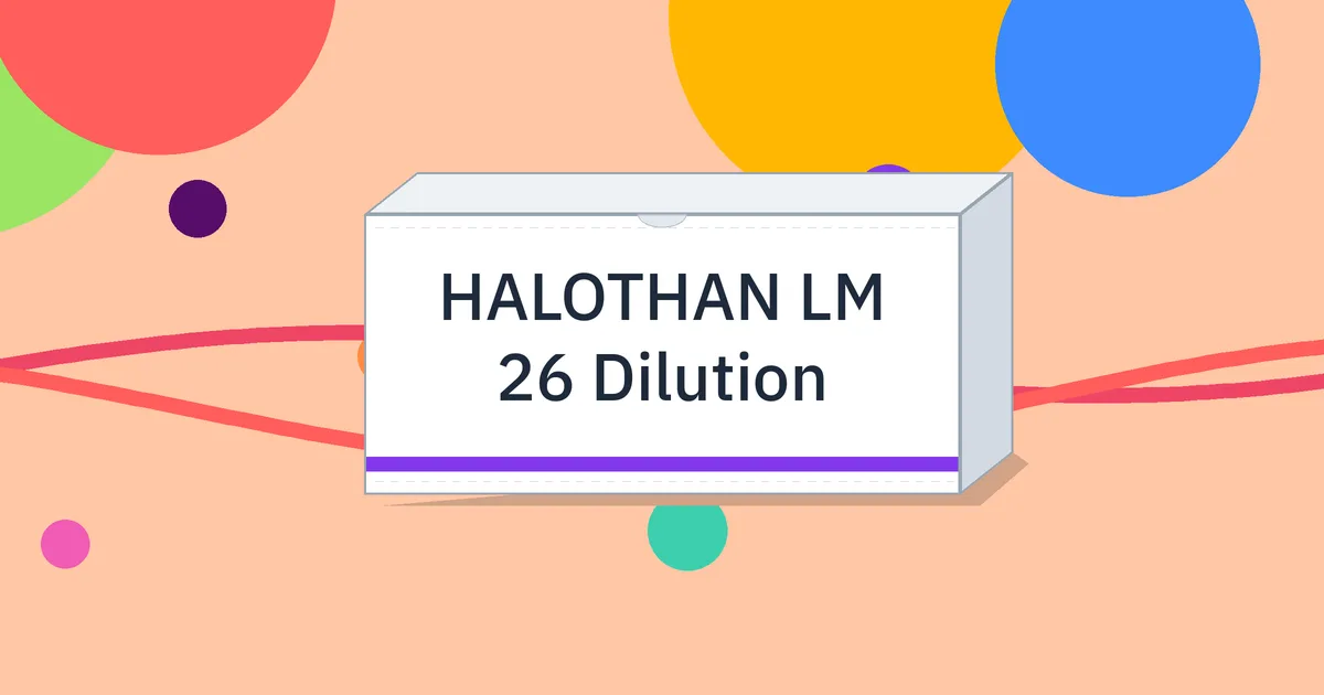 Symbolbild: Packung mit der Aufschrift HALOTHAN LM 26 Dilution (PZN 12884151) – Verfügbarkeit und Bezug in Apotheken in Frankfurt am Main