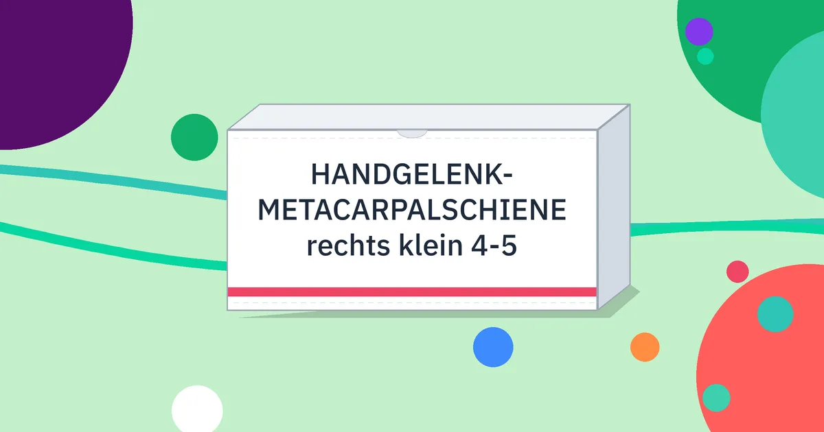 Symbolbild: Packung mit der Aufschrift HANDGELENK-METACARPALSCHIENE rechts klein 4-5 (PZN 02072529) – Verfügbarkeit und Bezug in Apotheken in Frankfurt am Main