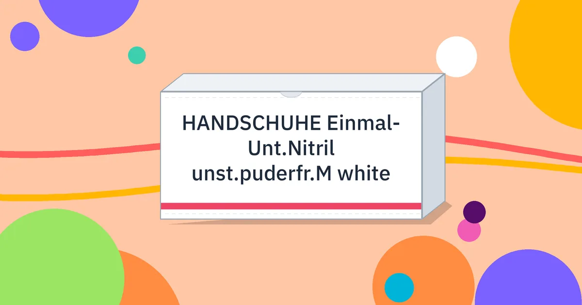 Symbolbild: Packung mit der Aufschrift HANDSCHUHE Einmal-Unt.Nitril unst.puderfr.M white (PZN 09671084) – Verfügbarkeit und Bezug in Apotheken in Frankfurt am Main