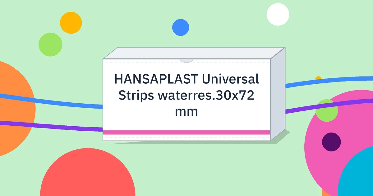 Symbolbild: Packung mit der Aufschrift HANSAPLAST Universal Strips waterres.30x72 mm (PZN 08882838) – Verfügbarkeit und Bezug in Apotheken in Frankfurt am Main