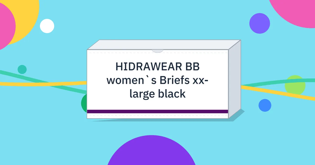 Symbolbild: Packung mit der Aufschrift HIDRAWEAR BB women`s Briefs xx-large black (PZN 17516357) – Verfügbarkeit und Bezug in Apotheken in Frankfurt am Main