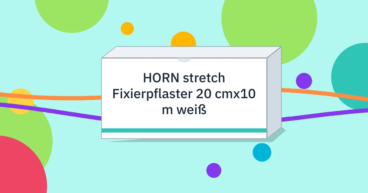Symbolbild: Packung mit der Aufschrift HORN stretch Fixierpflaster 20 cmx10 m weiß (PZN 04671168) – Verfügbarkeit und Bezug in Apotheken in Frankfurt am Main