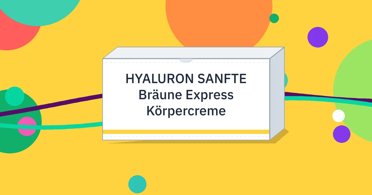 Symbolbild: Packung mit der Aufschrift HYALURON SANFTE Bräune Express Körpercreme (PZN 17542509) – Verfügbarkeit und Bezug in Apotheken in Frankfurt am Main