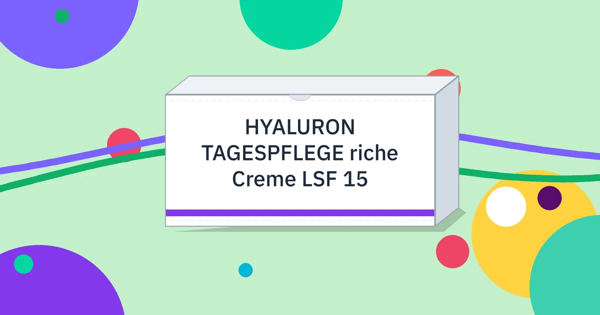 Symbolbild: Packung mit der Aufschrift HYALURON TAGESPFLEGE riche Creme LSF 15 (PZN 11687000) – Verfügbarkeit und Bezug in Apotheken in Frankfurt am Main