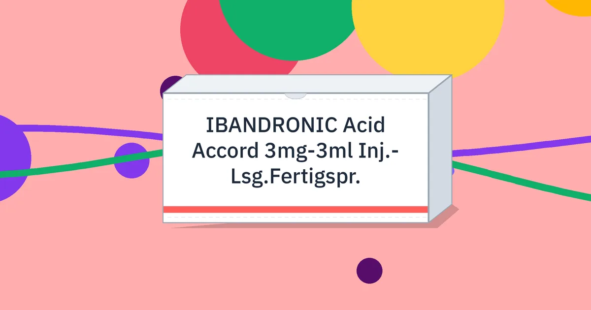 Symbolbild: Packung mit der Aufschrift IBANDRONIC Acid Accord 3mg-3ml Inj.-Lsg.Fertigspr. (PZN 16779505) – Verfügbarkeit und Bezug in Apotheken in Frankfurt am Main