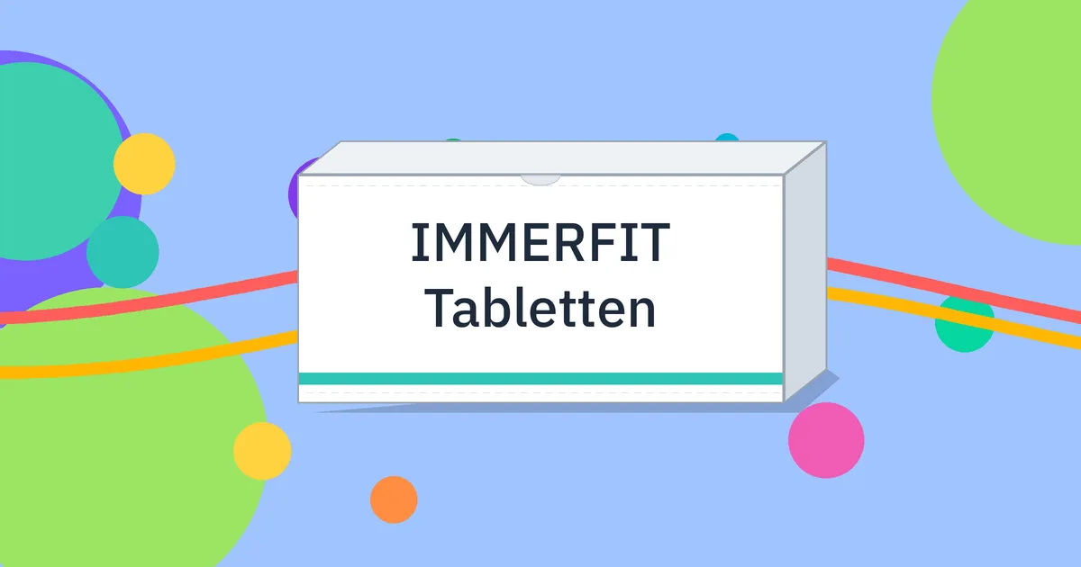 Symbolbild: Packung mit der Aufschrift IMMERFIT Tabletten (PZN 15576059) – Verfügbarkeit und Bezug in Apotheken in Frankfurt am Main