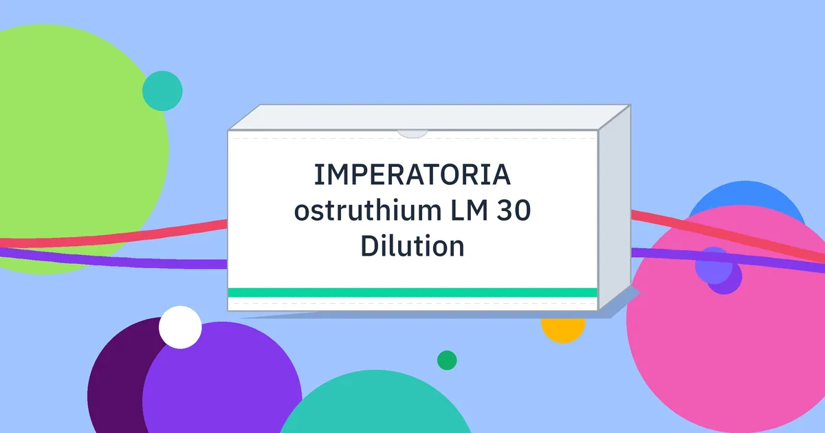 Symbolbild: Packung mit der Aufschrift IMPERATORIA ostruthium LM 30 Dilution (PZN 13559275) – Verfügbarkeit und Bezug in Apotheken in Frankfurt am Main