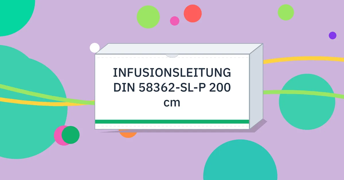 Symbolbild: Packung mit der Aufschrift INFUSIONSLEITUNG DIN 58362-SL-P 200 cm (PZN 10401438) – Verfügbarkeit und Bezug in Apotheken in Frankfurt am Main
