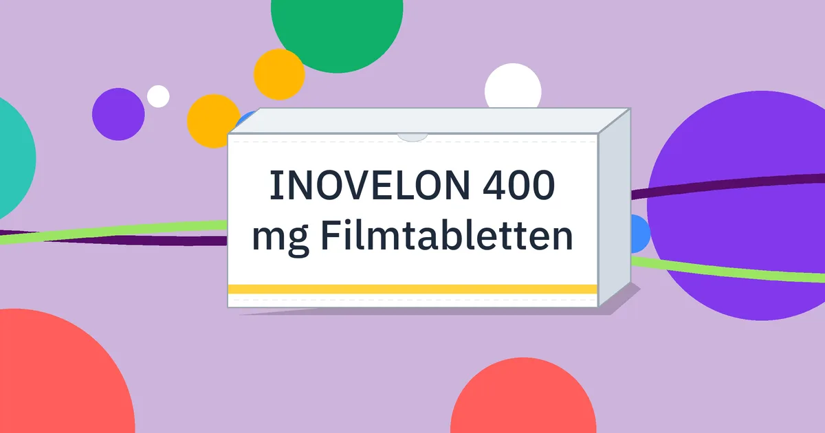 Symbolbild: Packung mit der Aufschrift INOVELON 400 mg Filmtabletten (PZN 10851408) – Verfügbarkeit und Bezug in Apotheken in Frankfurt am Main