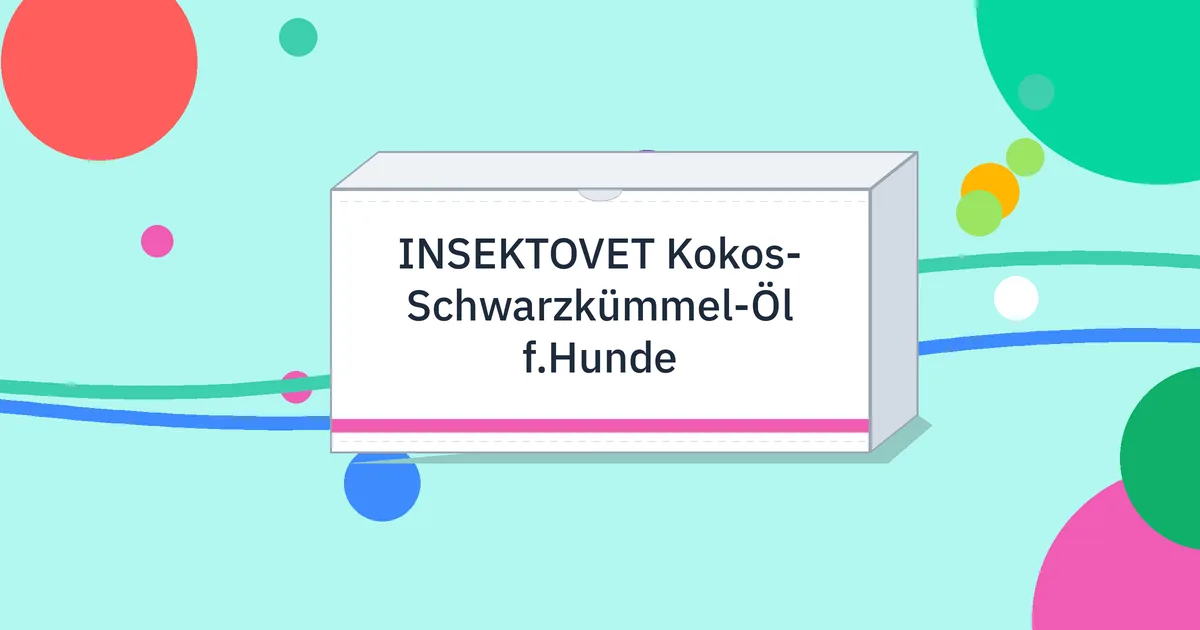Symbolbild: Packung mit der Aufschrift INSEKTOVET Kokos-Schwarzkümmel-Öl f.Hunde (PZN 17447745) – Verfügbarkeit und Bezug in Apotheken in Frankfurt am Main