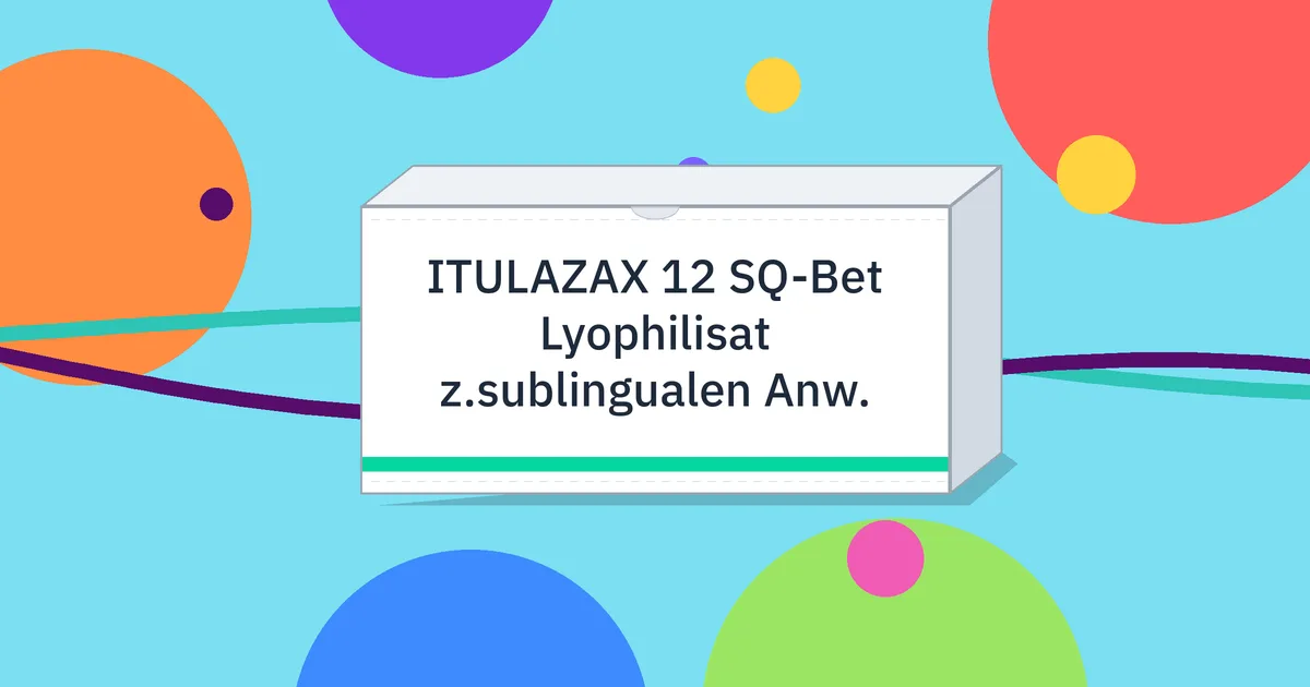 Symbolbild: Packung mit der Aufschrift ITULAZAX 12 SQ-Bet Lyophilisat z.sublingualen Anw. (PZN 17306039) – Verfügbarkeit und Bezug in Apotheken in Frankfurt am Main