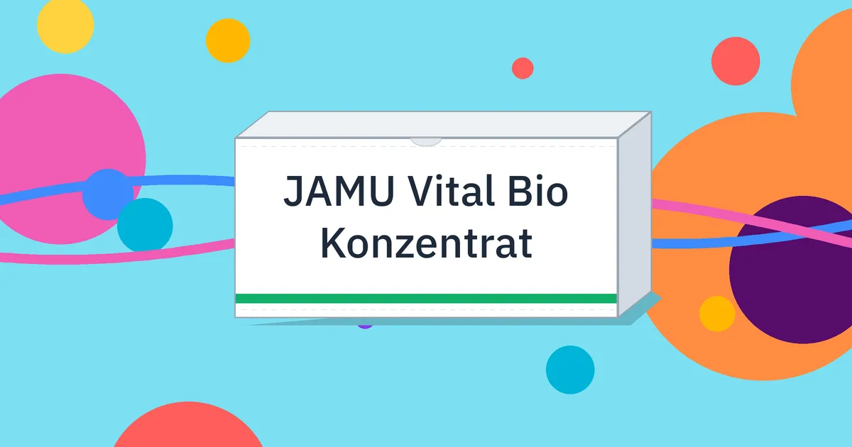 Symbolbild: Packung mit der Aufschrift JAMU Vital Bio Konzentrat (PZN 18100216) – Verfügbarkeit und Bezug in Apotheken in Frankfurt am Main