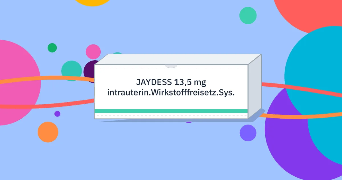 Symbolbild: Packung mit der Aufschrift JAYDESS 13,5 mg intrauterin.Wirkstofffreisetz.Sys. (PZN 15257851) – Verfügbarkeit und Bezug in Apotheken in Frankfurt am Main