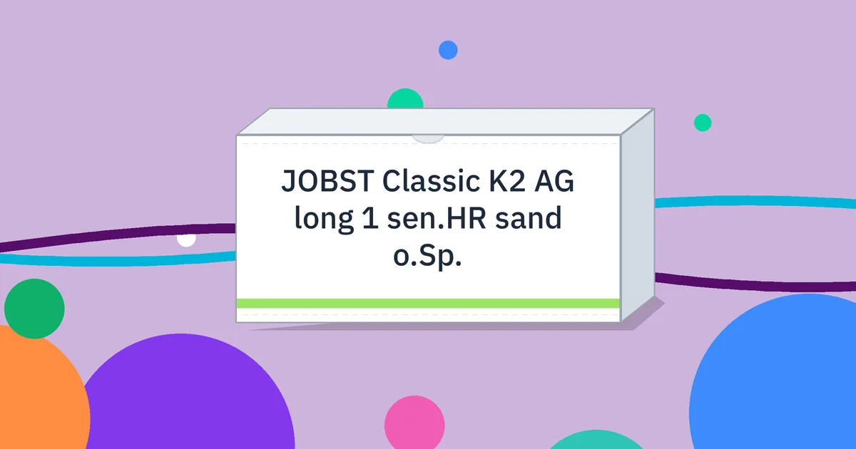 Symbolbild: Packung mit der Aufschrift JOBST Classic K2 AG long 1 sen.HR sand o.Sp. (PZN 17958931) – Verfügbarkeit und Bezug in Apotheken in Frankfurt am Main