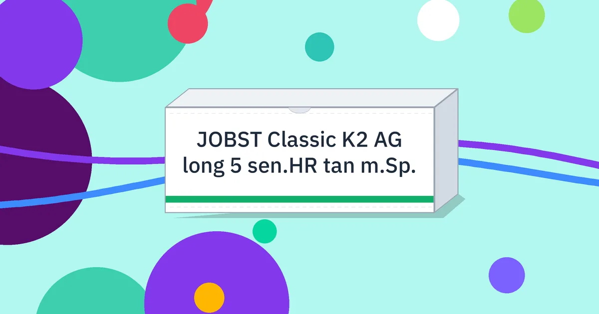 Symbolbild: Packung mit der Aufschrift JOBST Classic K2 AG long 5 sen.HR tan m.Sp. (PZN 17959126) – Verfügbarkeit und Bezug in Apotheken in Frankfurt am Main