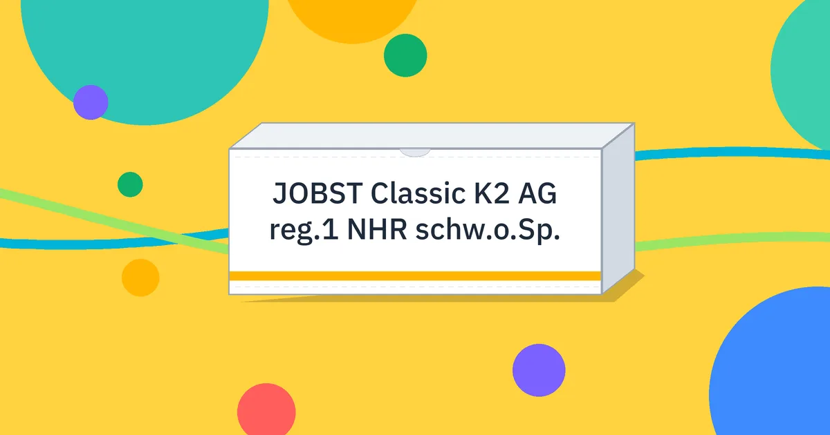 Symbolbild: Packung mit der Aufschrift JOBST Classic K2 AG reg.1 NHR schw.o.Sp. (PZN 11271788) – Verfügbarkeit und Bezug in Apotheken in Frankfurt am Main