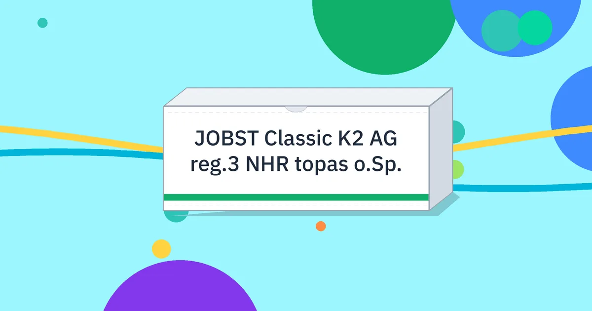Symbolbild: Packung mit der Aufschrift JOBST Classic K2 AG reg.3 NHR topas o.Sp. (PZN 13063930) – Verfügbarkeit und Bezug in Apotheken in Frankfurt am Main