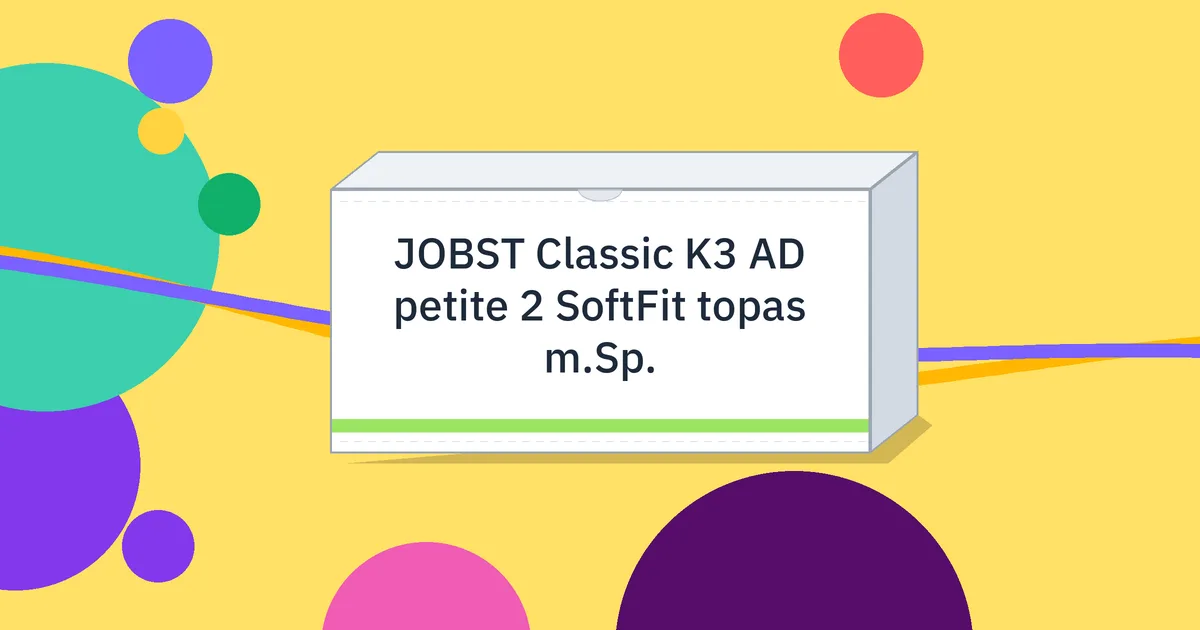 Symbolbild: Packung mit der Aufschrift JOBST Classic K3 AD petite 2 SoftFit topas m.Sp. (PZN 14223577) – Verfügbarkeit und Bezug in Apotheken in Frankfurt am Main