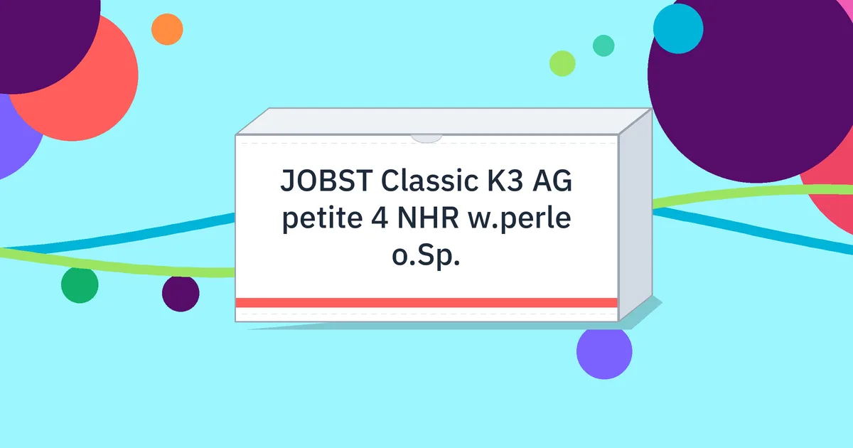 Symbolbild: Packung mit der Aufschrift JOBST Classic K3 AG petite 4 NHR w.perle o.Sp. (PZN 13073064) – Verfügbarkeit und Bezug in Apotheken in Frankfurt am Main