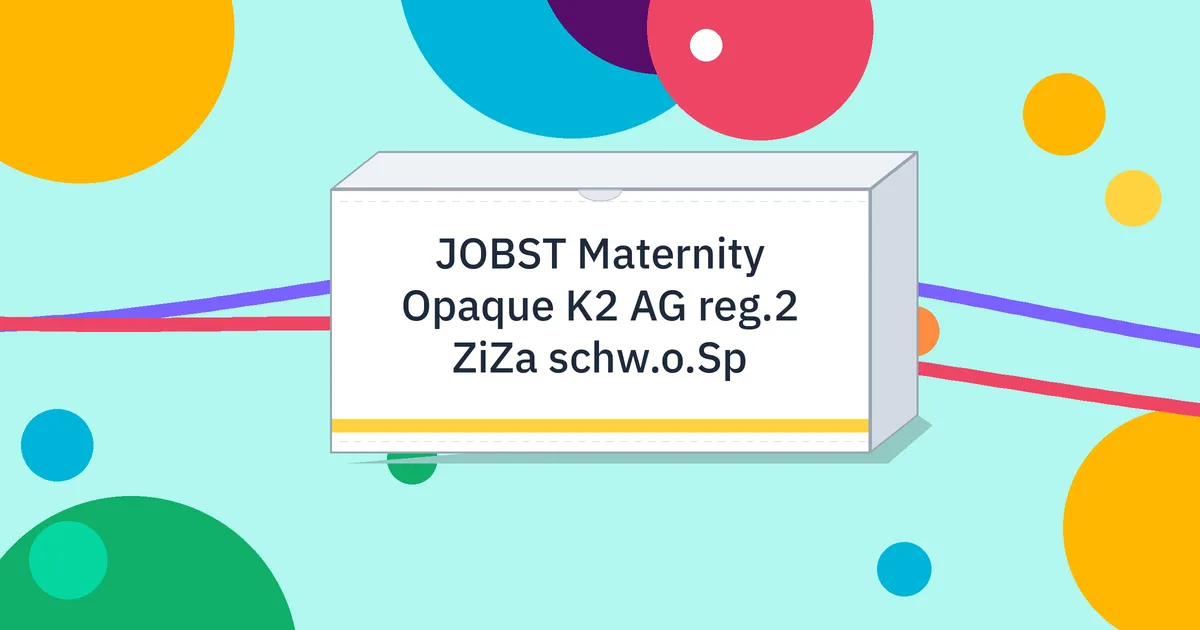 Symbolbild: Packung mit der Aufschrift JOBST Maternity Opaque K2 AG reg.2 ZiZa schw.o.Sp (PZN 15853406) – Verfügbarkeit und Bezug in Apotheken in Frankfurt am Main